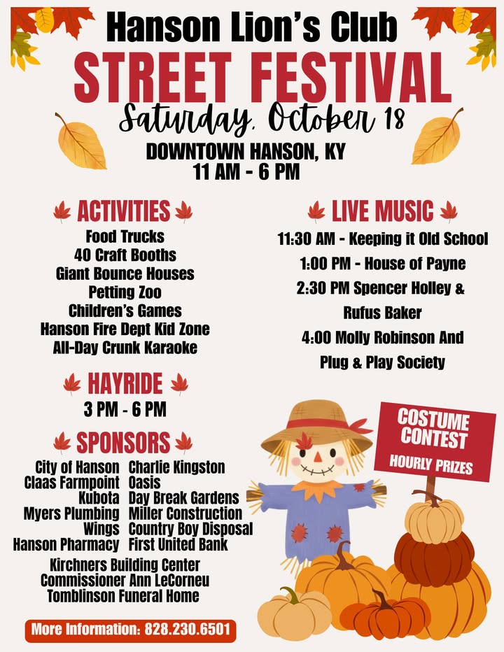 Hanson Lions Club Fall Street Festival – Visit Madisonville, Ky ...